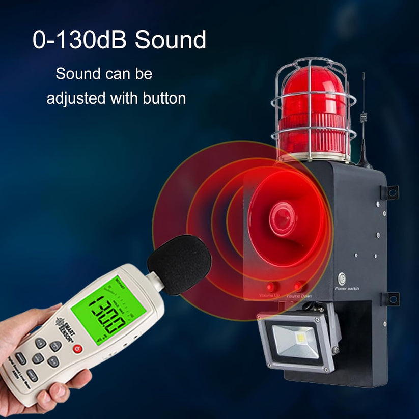 Wireless Outdoor Security Alarm Siren with 130dB Horn Strobe light Flo ...